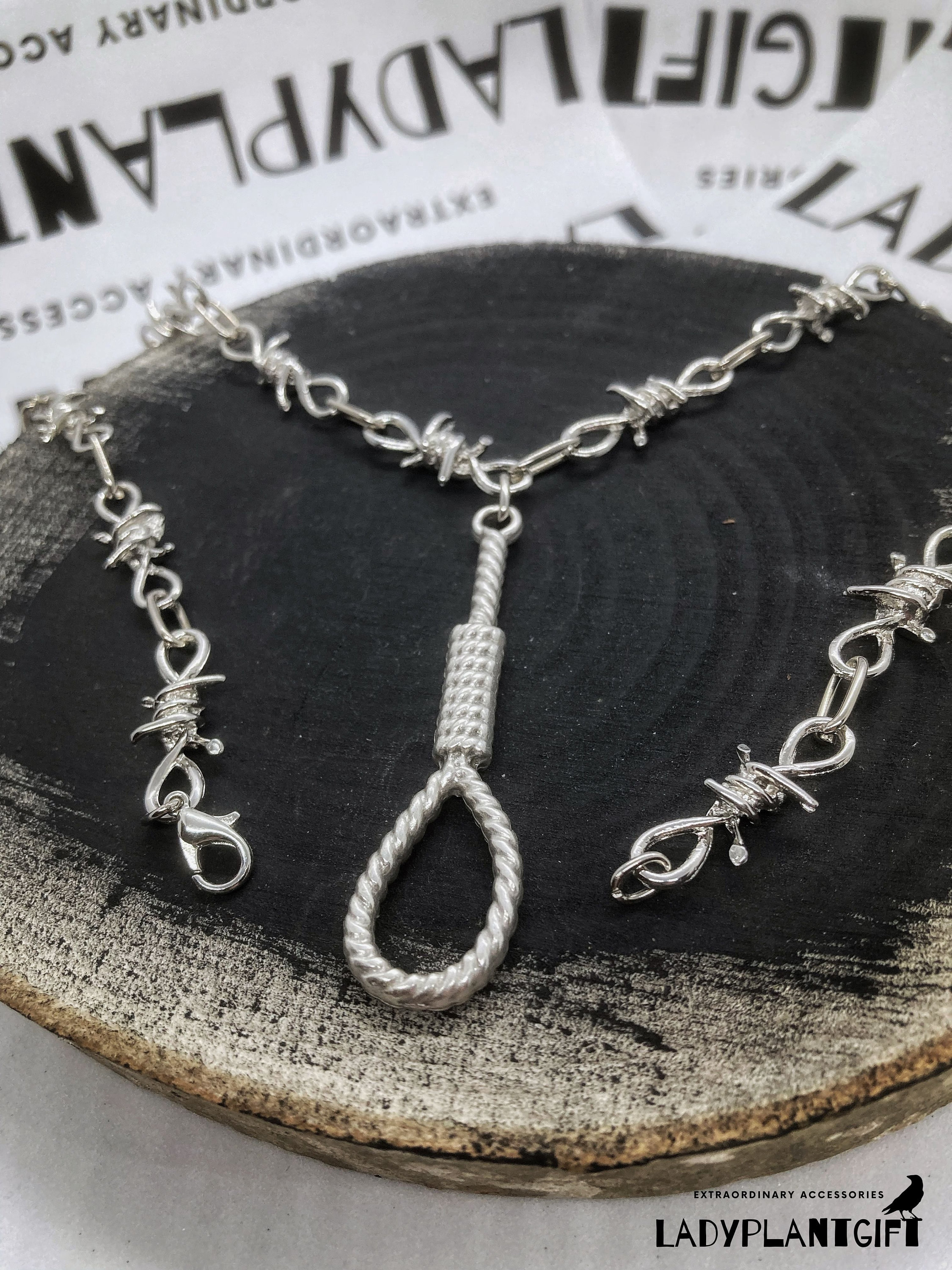Hangman's Noose Necklace Barbed Wire, Hangman's Noose Choker Barbed ...