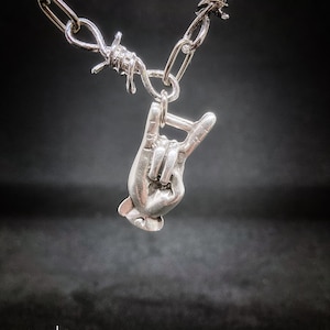 Rock N Roll Jewelry Necklace, Sign of the Horns Pendant, Heavy Metal ...