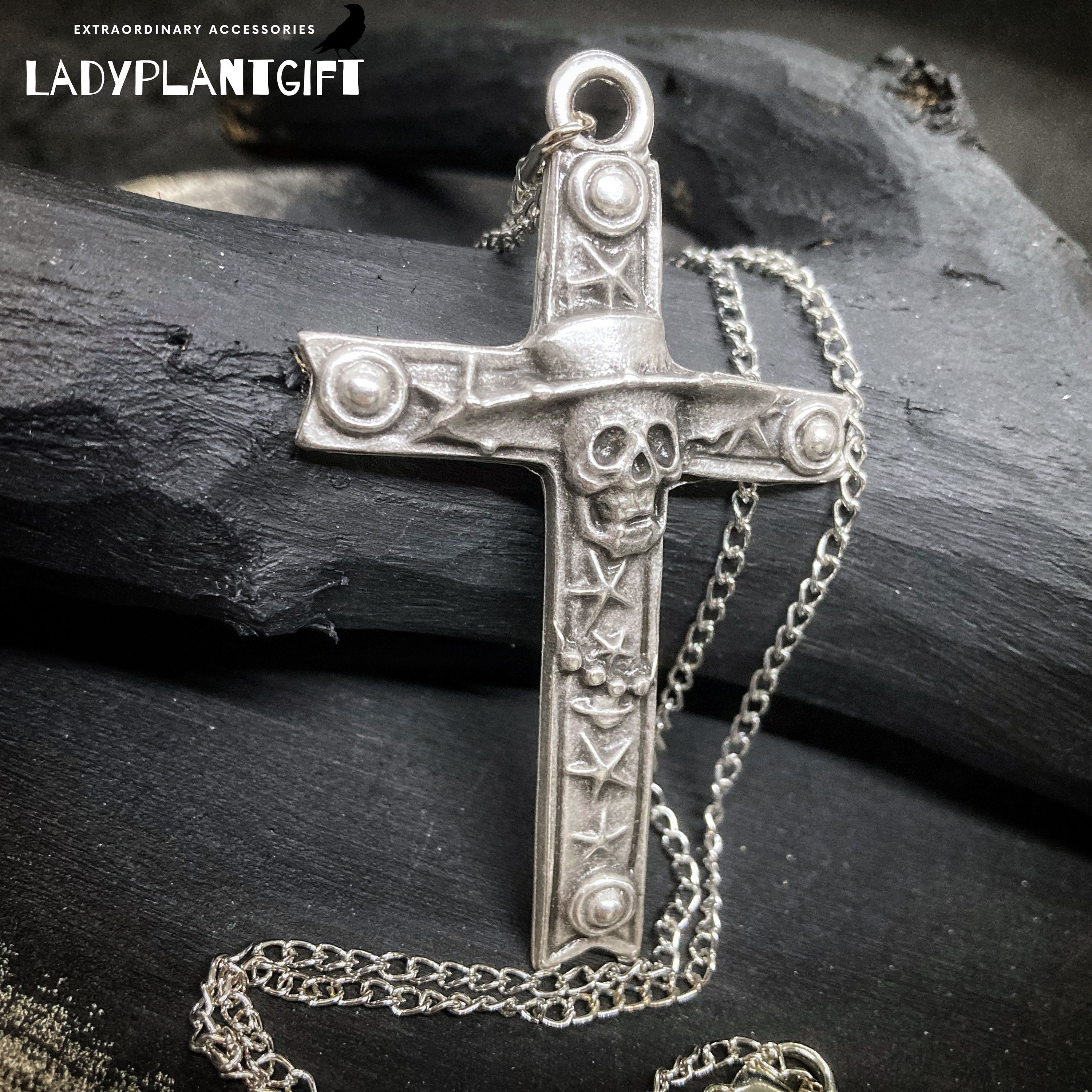 Skull Cross With Cowboy Hatgothic Skull Cross Pendant - Etsy