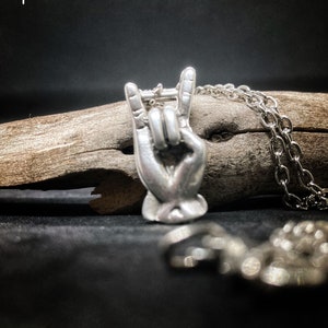 Rock N Roll Jewelry Necklace, Sign of the Horns Pendant, Heavy Metal ...