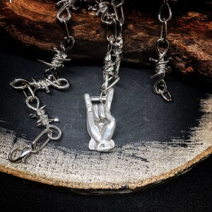 Rock N Roll Jewelry Necklace, Sign of the Horns Pendant, Heavy Metal ...