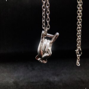 Rock N Roll Jewelry Necklace, Sign of the Horns Pendant, Heavy Metal ...