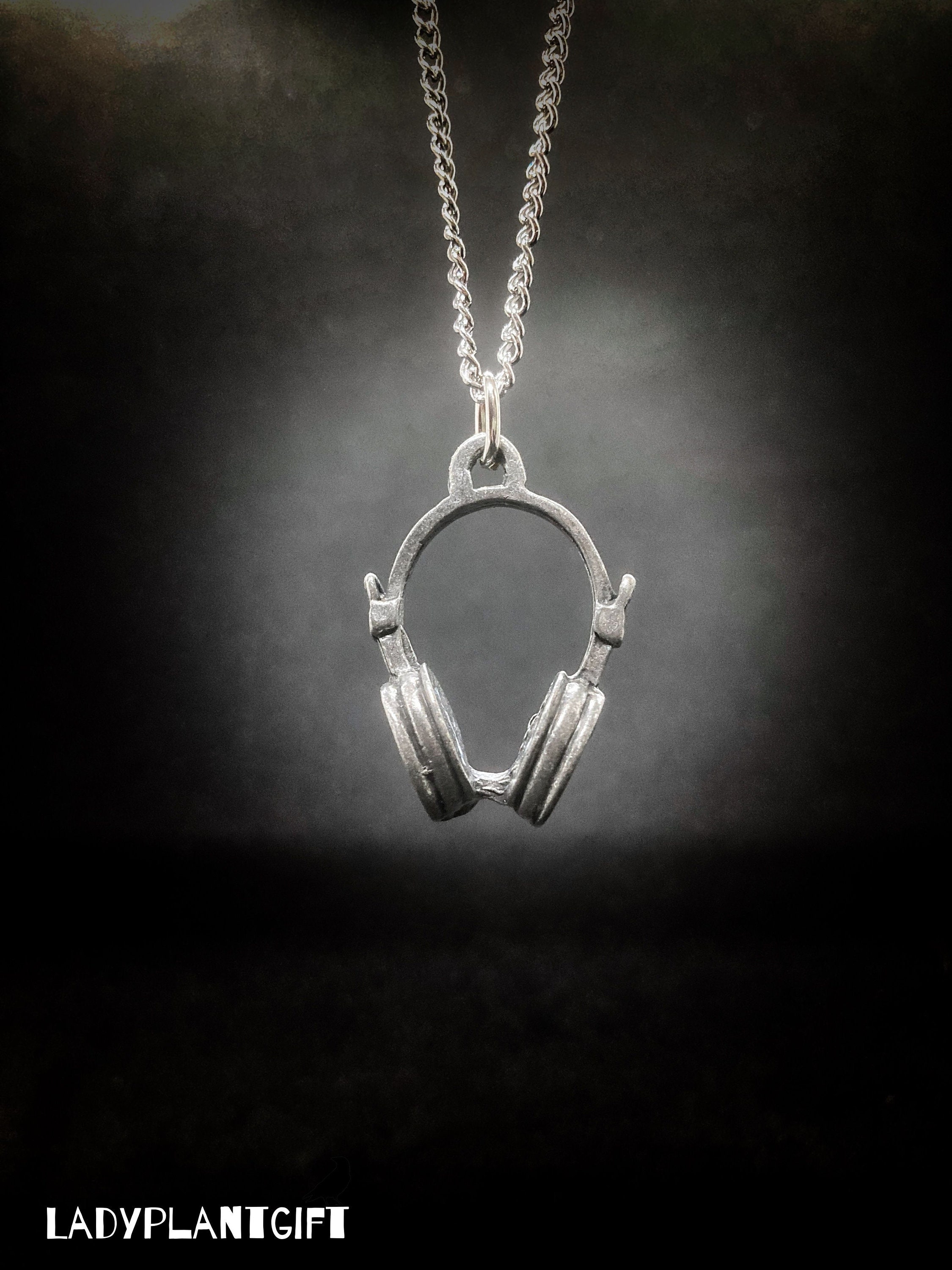 Handmade 925 Sterling Silver Plated DJ Headphone Pendant Necklace - Etsy