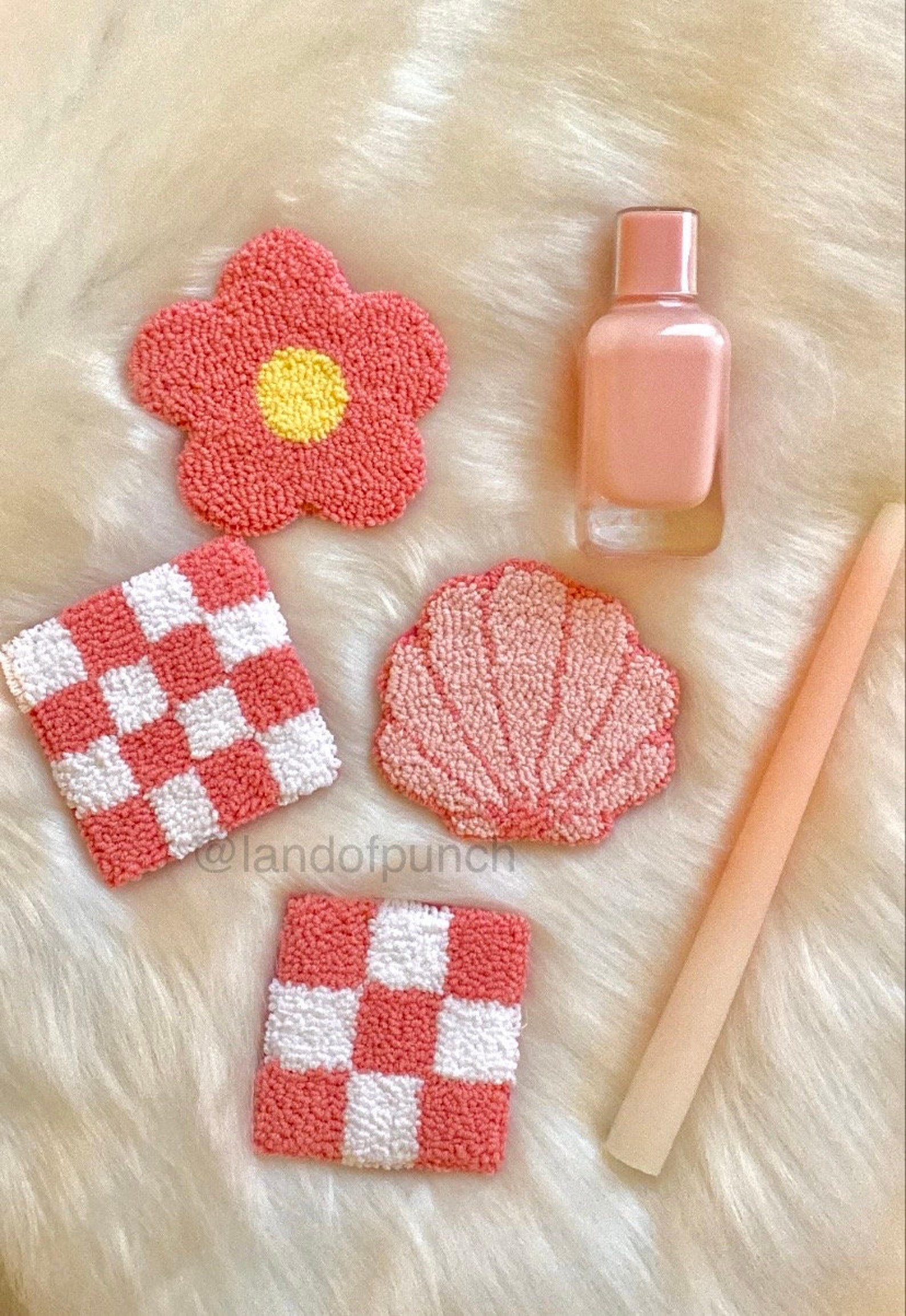 Punch Needle Aesthetic Coaster, Mug Rug - Etsy