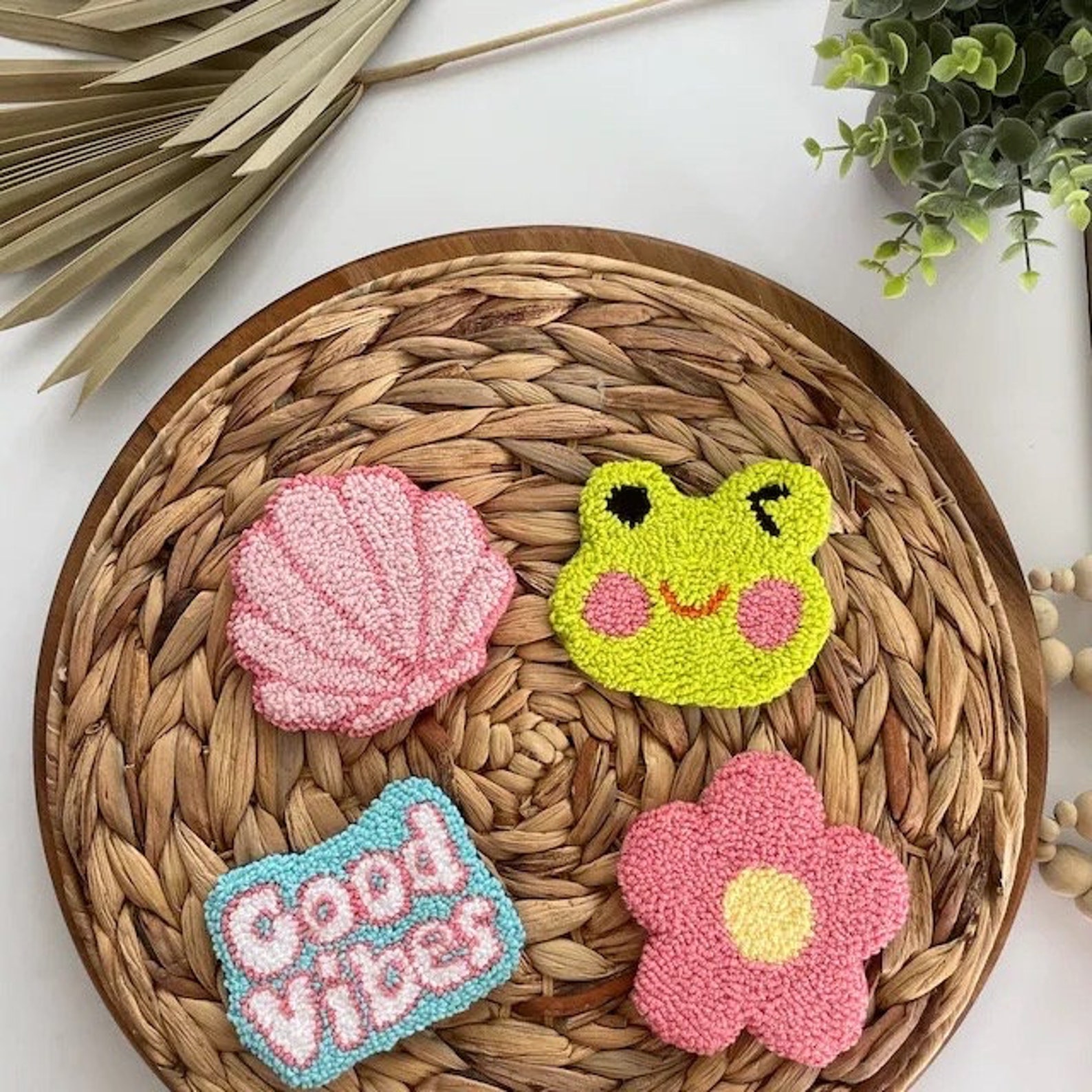 Punch Needle Aesthetic Coaster, Mug Rug - Etsy