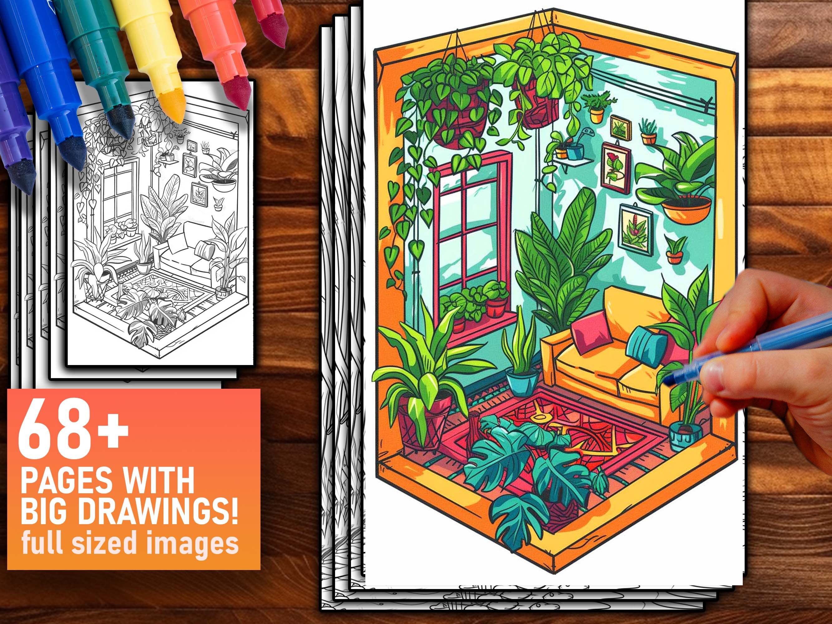 68+ Isometric Room Coloring Pages for Adults, Home, Kids Coloring Book ...