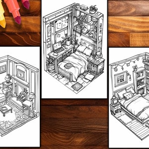 68+ Isometric Room Coloring Pages for Adults, Home, Kids Coloring Book ...