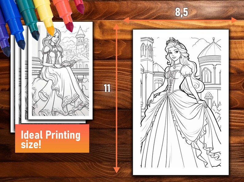 Princesses Coloring Page for Girls, Kids Coloring Page, Printable ...