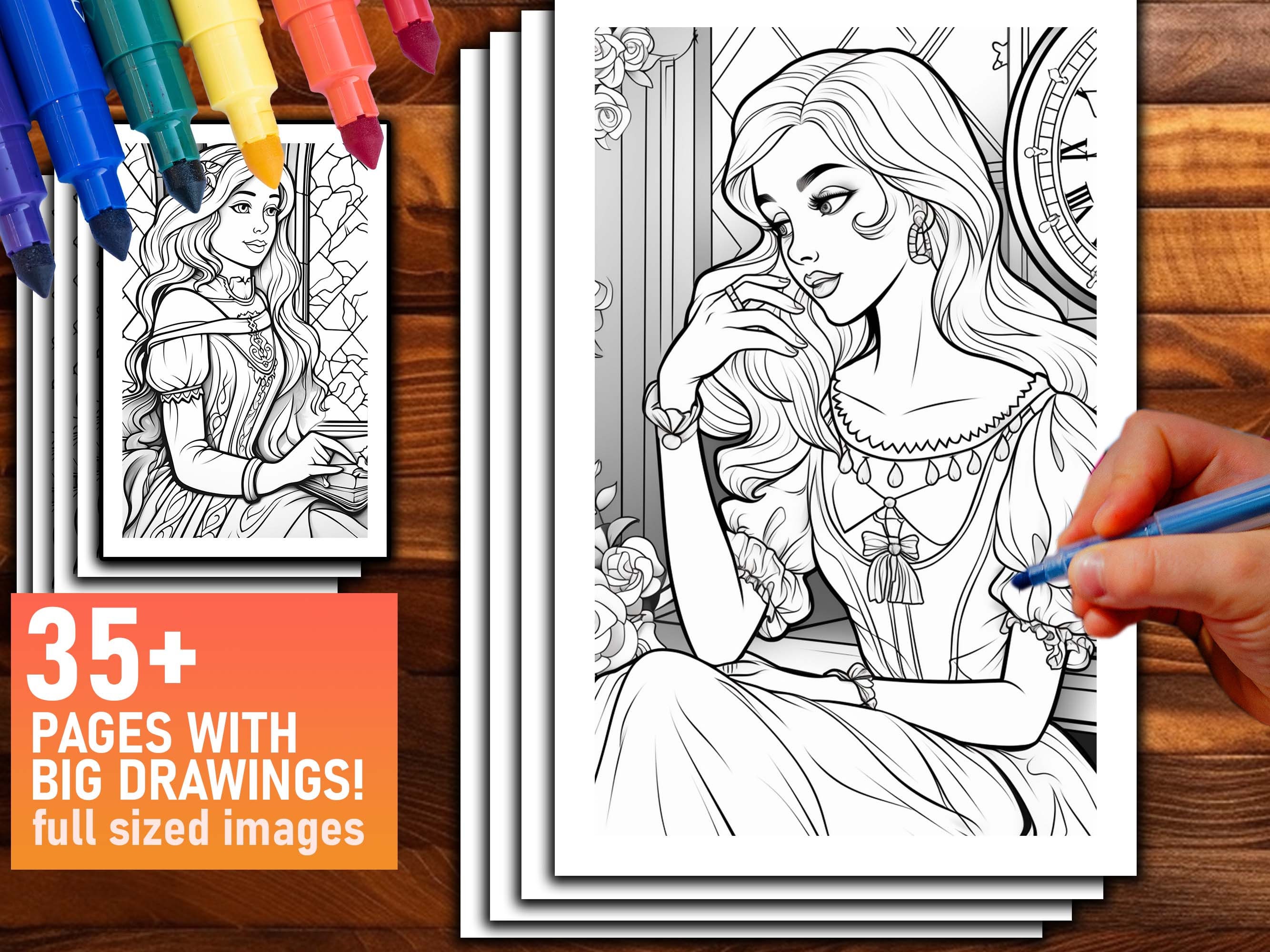 Princess Adult Coloring Pages, Kids Coloring Page, Printable Princesses ...
