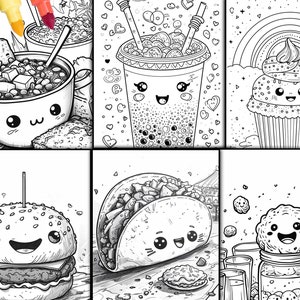 25 Kawaii Food Coloring Pages for Kids, Cute Printables Snacks, Anime ...