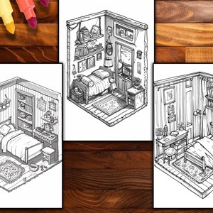 68+ Isometric Room Coloring Pages for Adults, Home, Kids Coloring Book ...