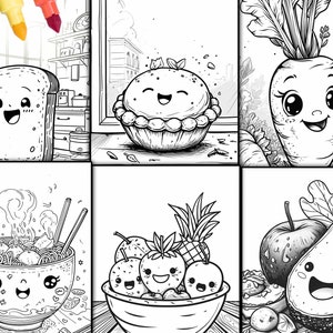 25 Kawaii Food Coloring Pages for Kids, Cute Printables Snacks, Anime ...
