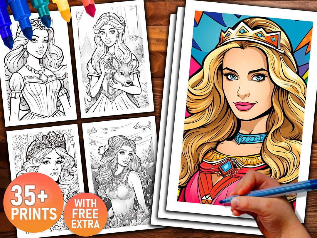 Princess Adult Coloring Pages, Kids Coloring Page, Printable Princesses ...