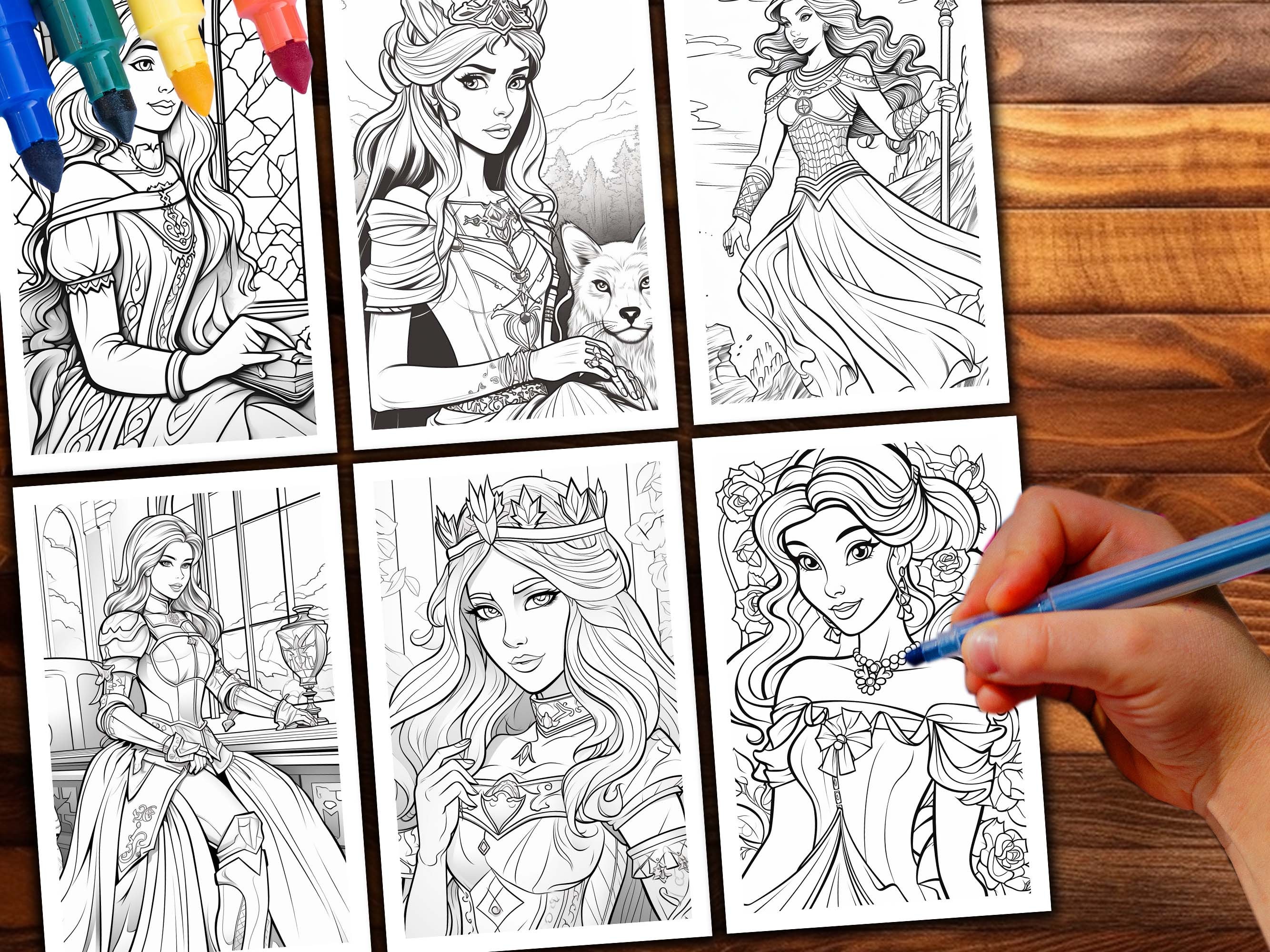 Princess Adult Coloring Pages, Kids Coloring Page, Printable Princesses ...