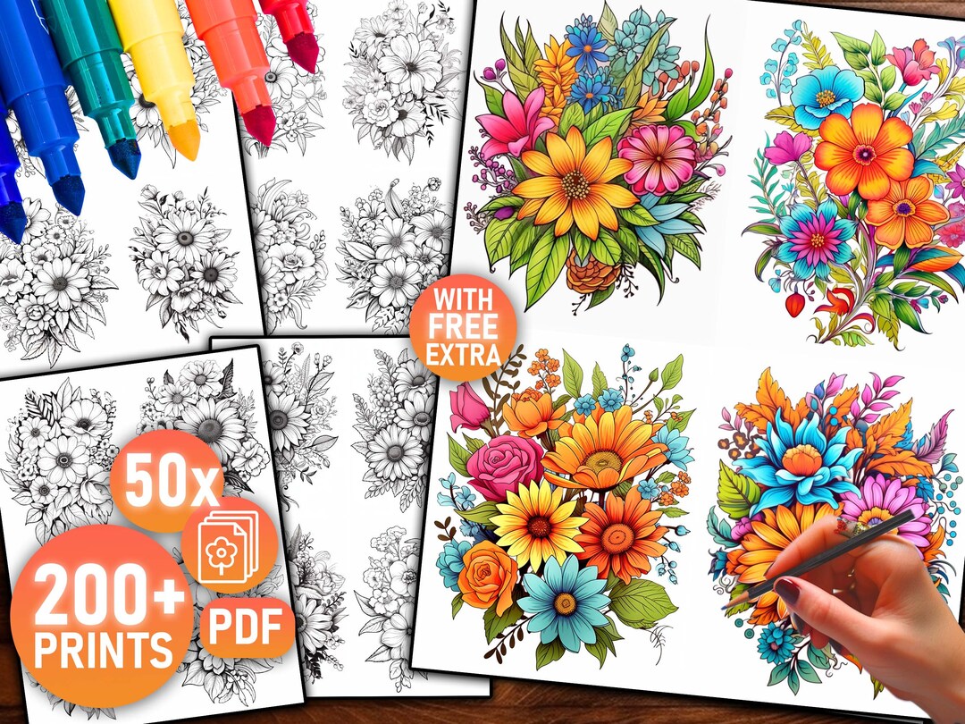 200+ Flower Coloring Page, Floral Coloring Page, Flower Colouring ...