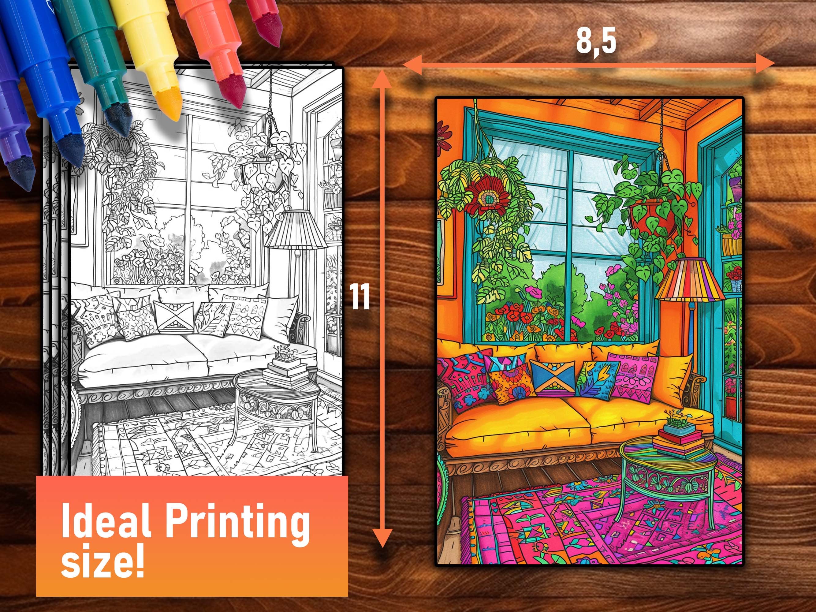 34 Cozy Interior Coloring Pages, Adult Coloring Pages, Adult Coloring ...