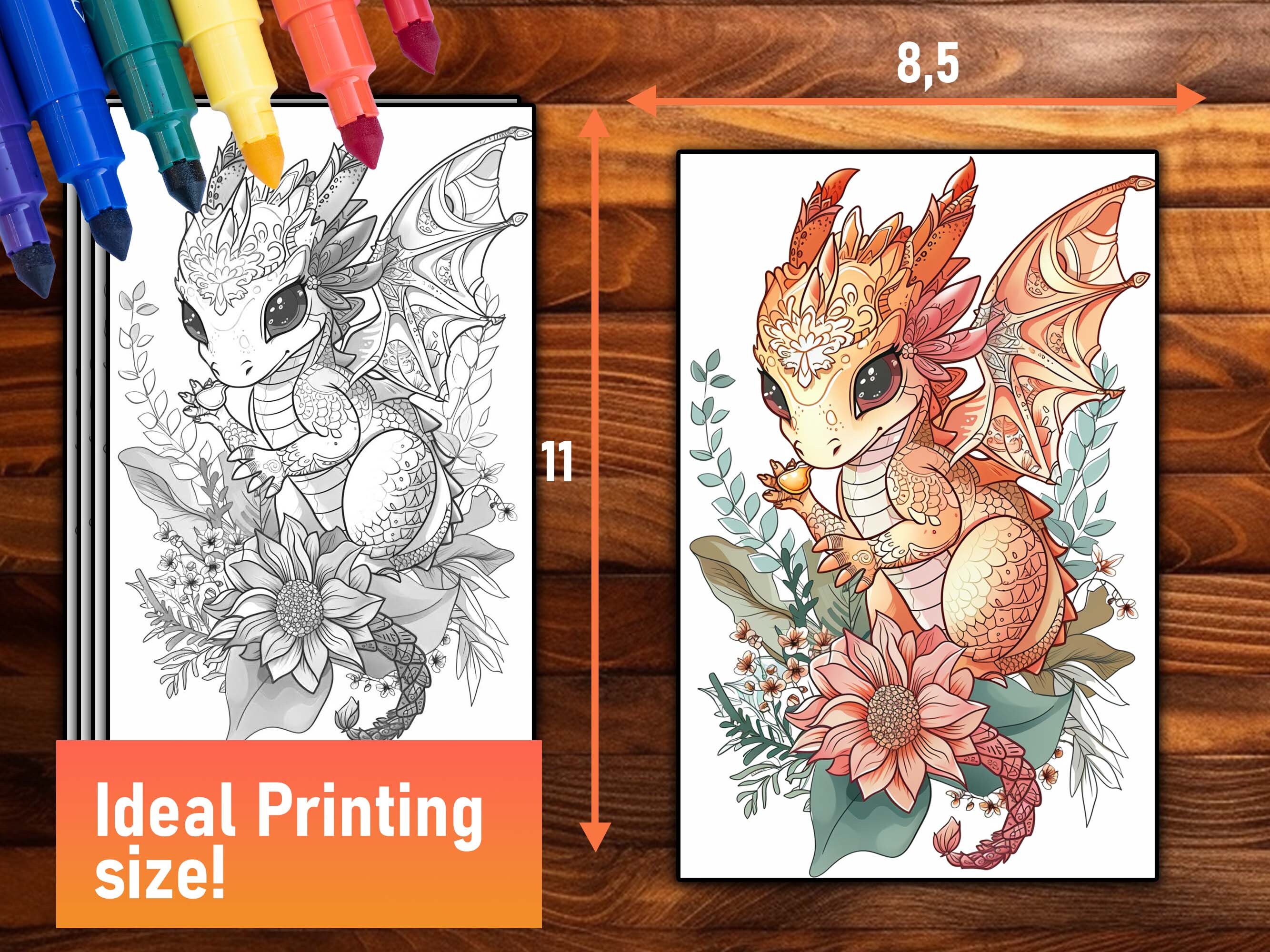 Cute Dragon Coloring Pages, Kids Coloring Sheets, Anime Coloring ...