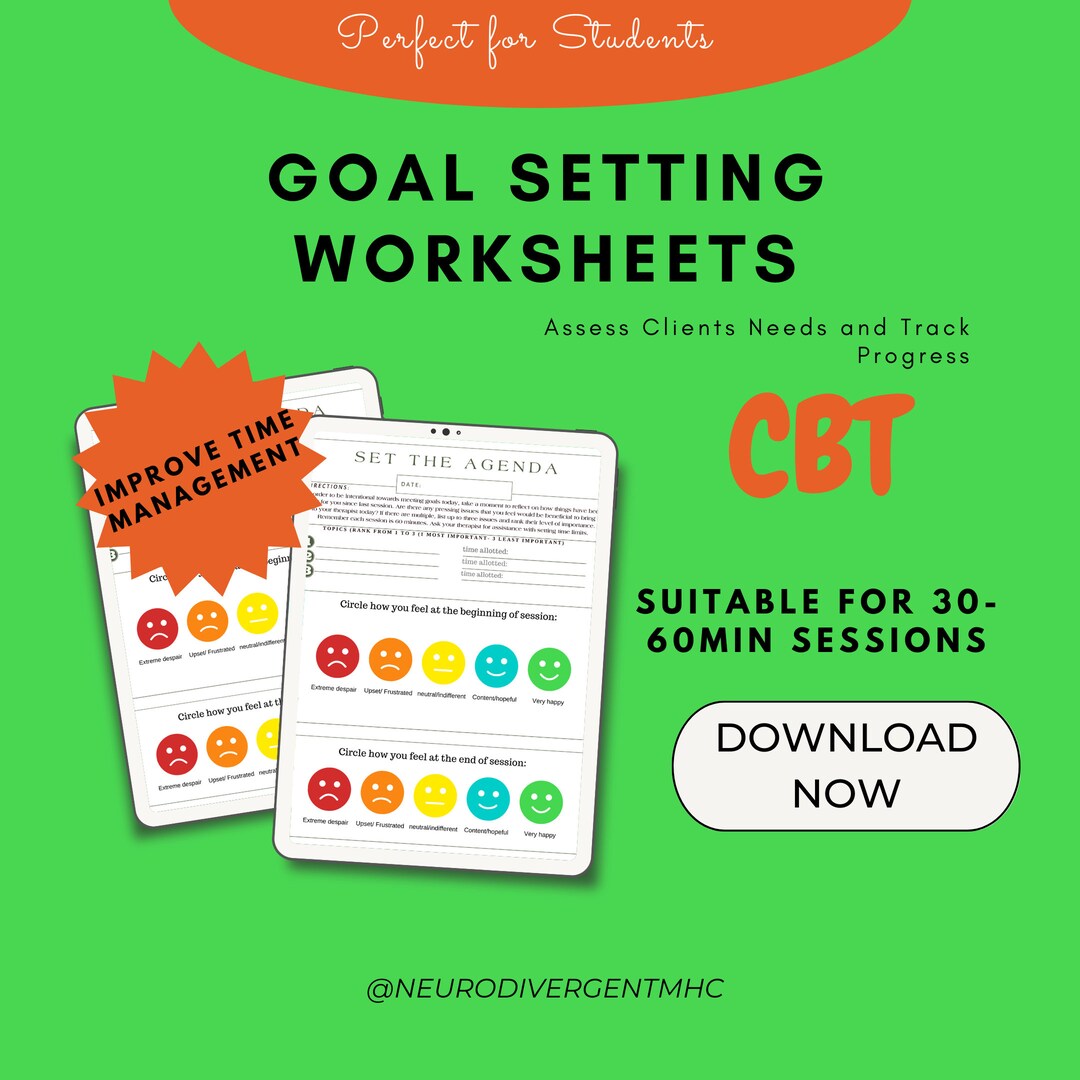 Goal-setting Worksheet for Clients| Time-management for Therapists and ...
