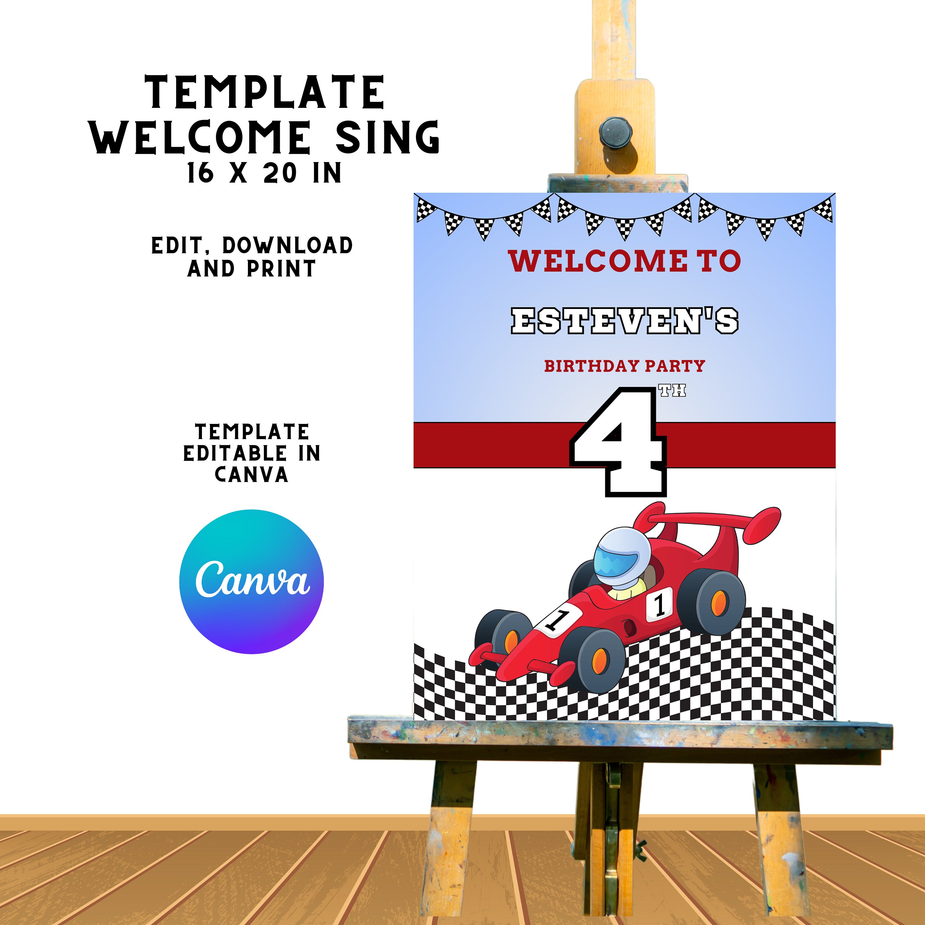Race Car Birthday Race Track Race Car Invitation Car - Etsy