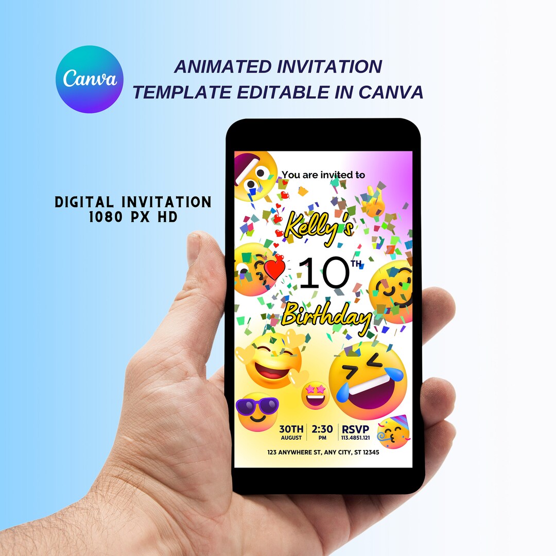 Emoji Birthday Invitation Emoji Party Emoji Party - Etsy