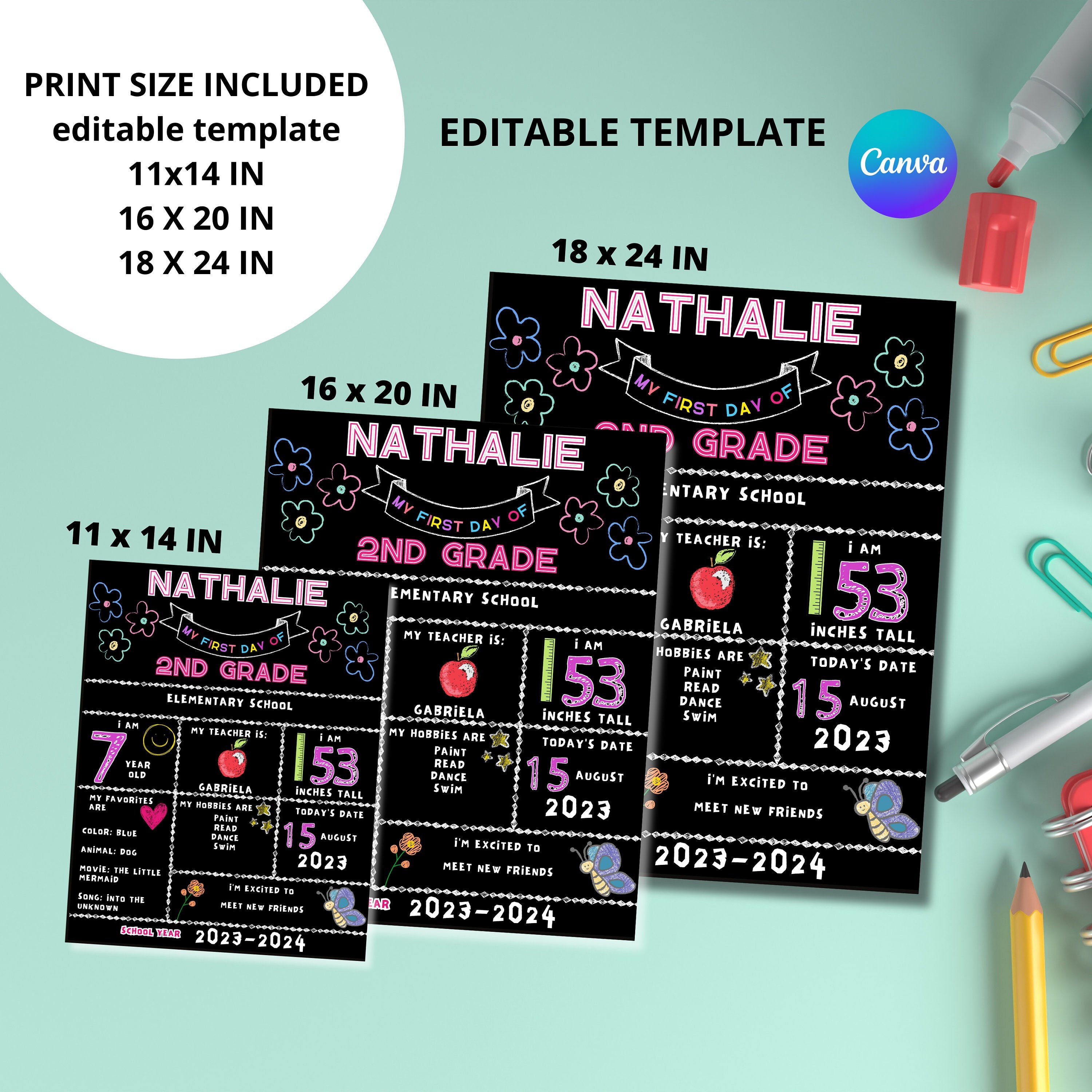 Back to School Yard Sign , First Day of School Board, Printable Back to ...