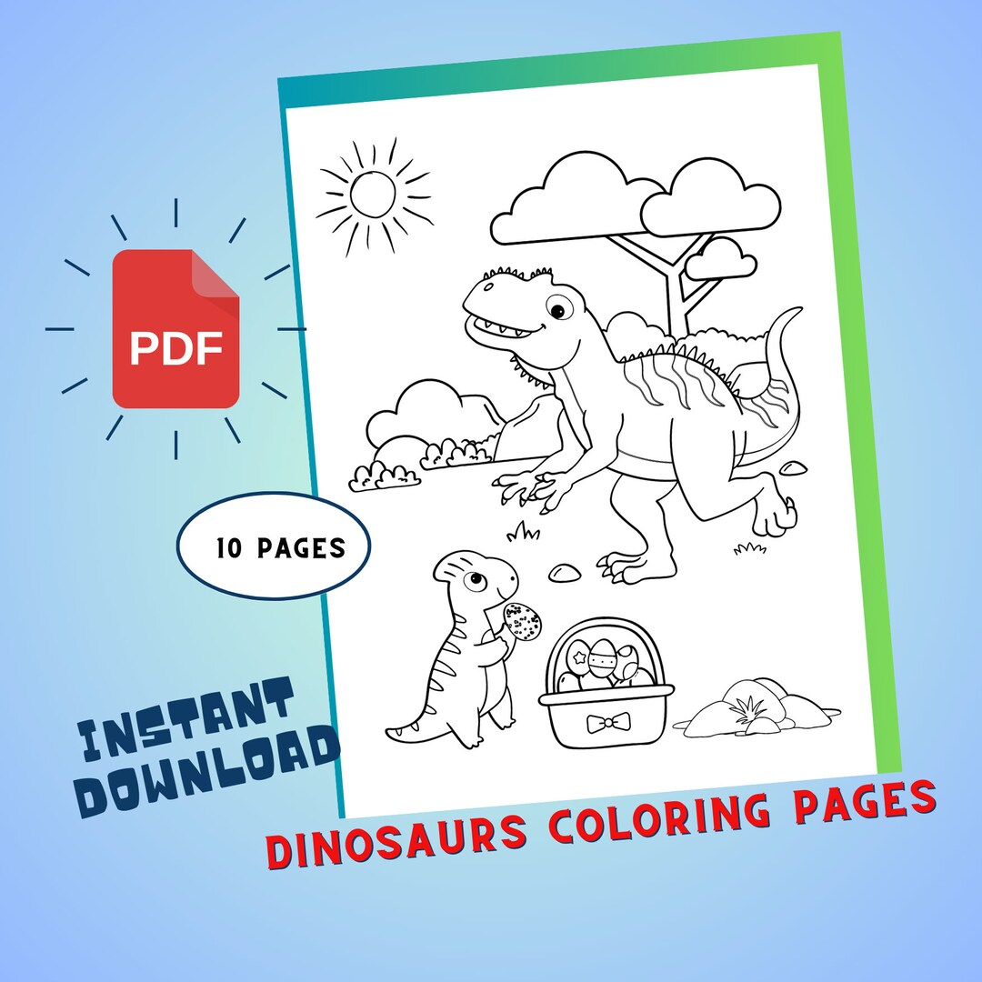KIDS COLORING BOOKS Dinosaurs Coloring Pages Dinosaur - Etsy