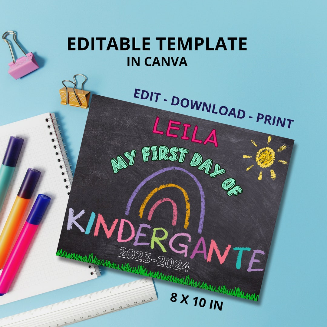First Day of Kindergarten Sign Printable Back to School Sign First Day ...