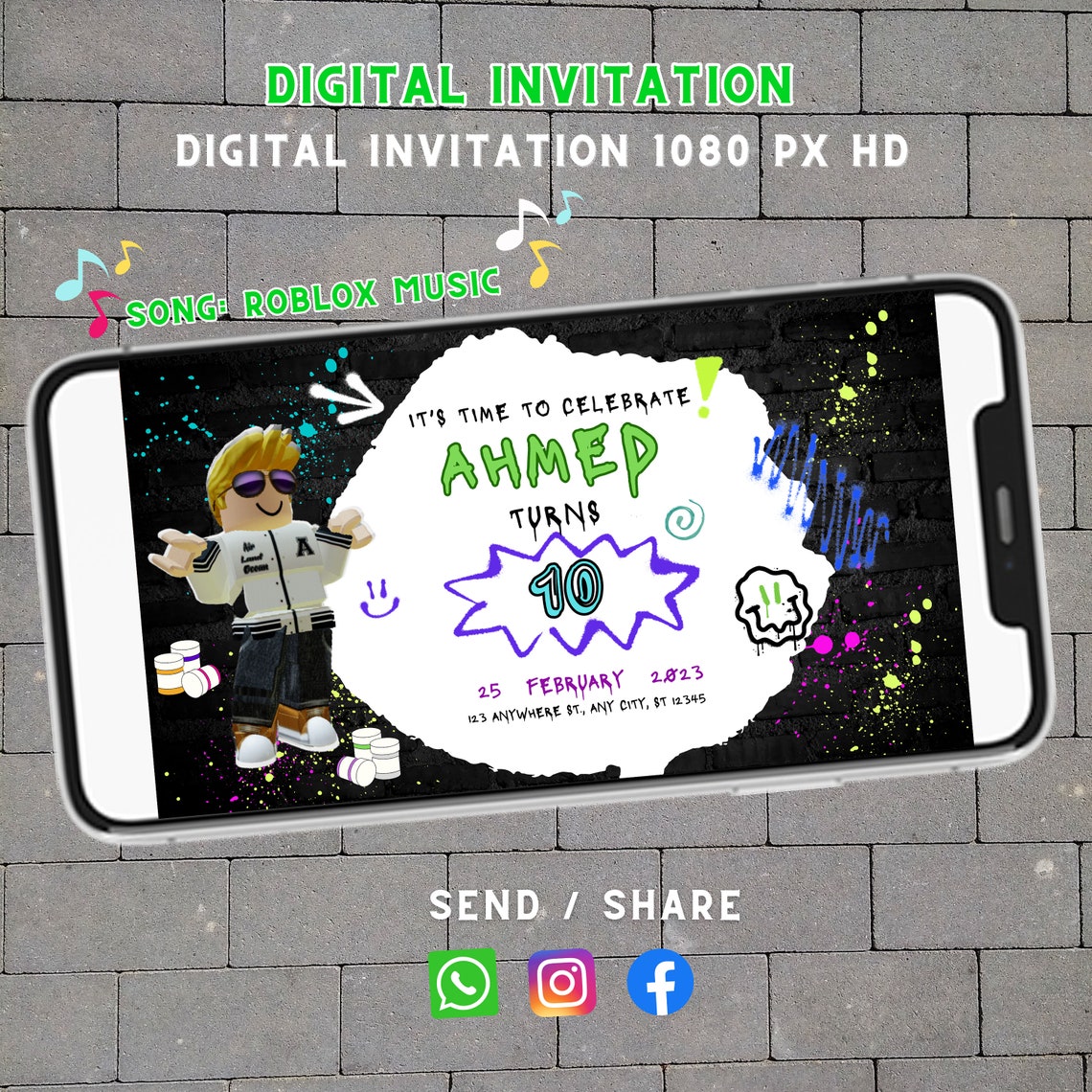 ROBLOX INVITATION Roblox Birthday Roblox Printable Animated Birthday ...