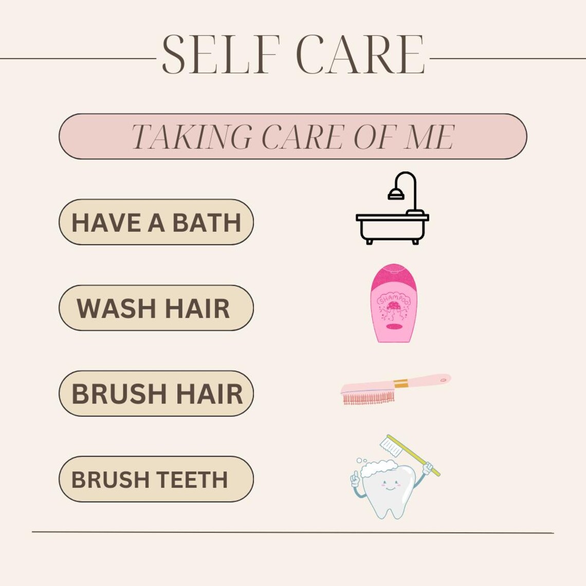 Tween/teen Self Care Checklist - Etsy