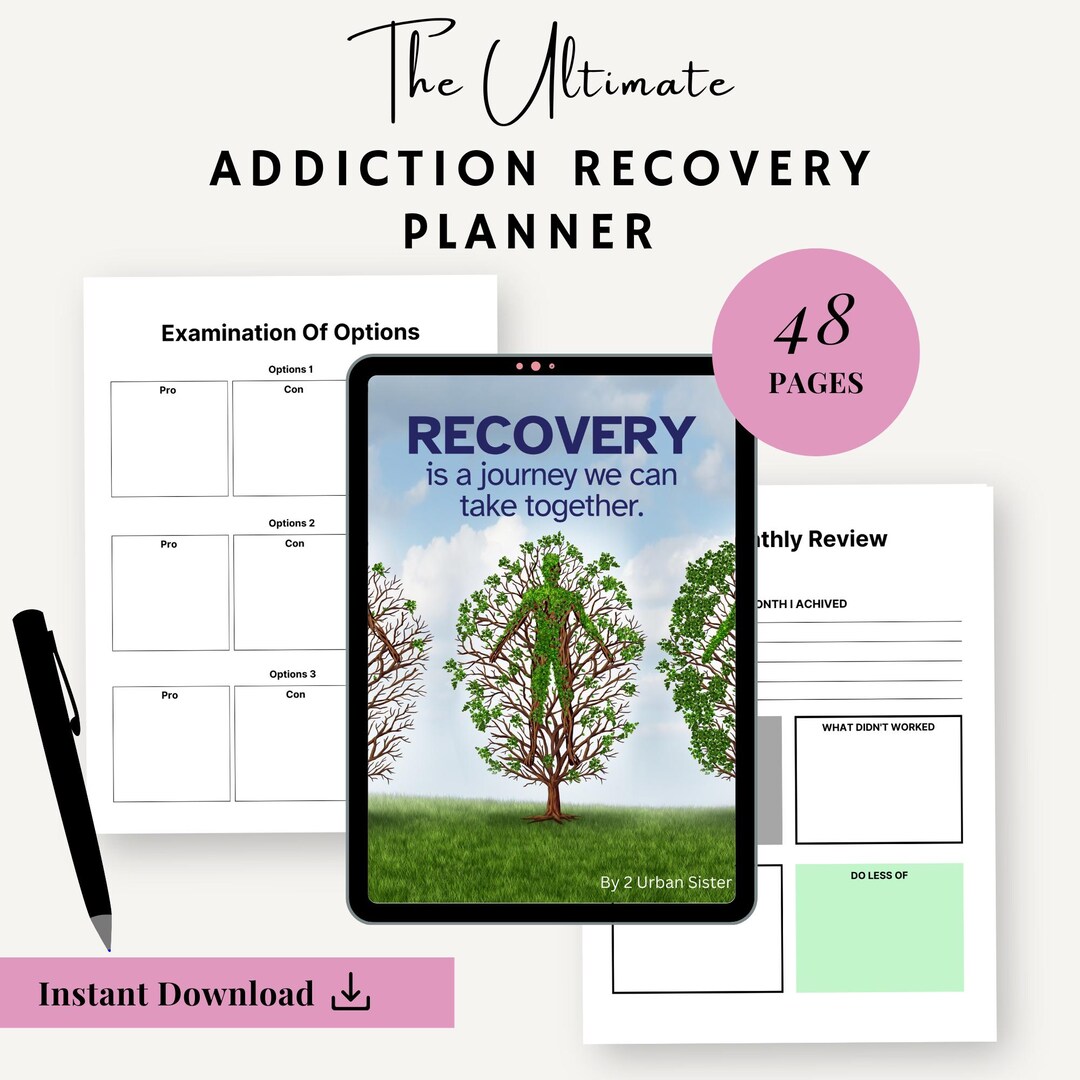 Addiction Recovery Planner Printable Sobriety Tracker & Healing Journal ...