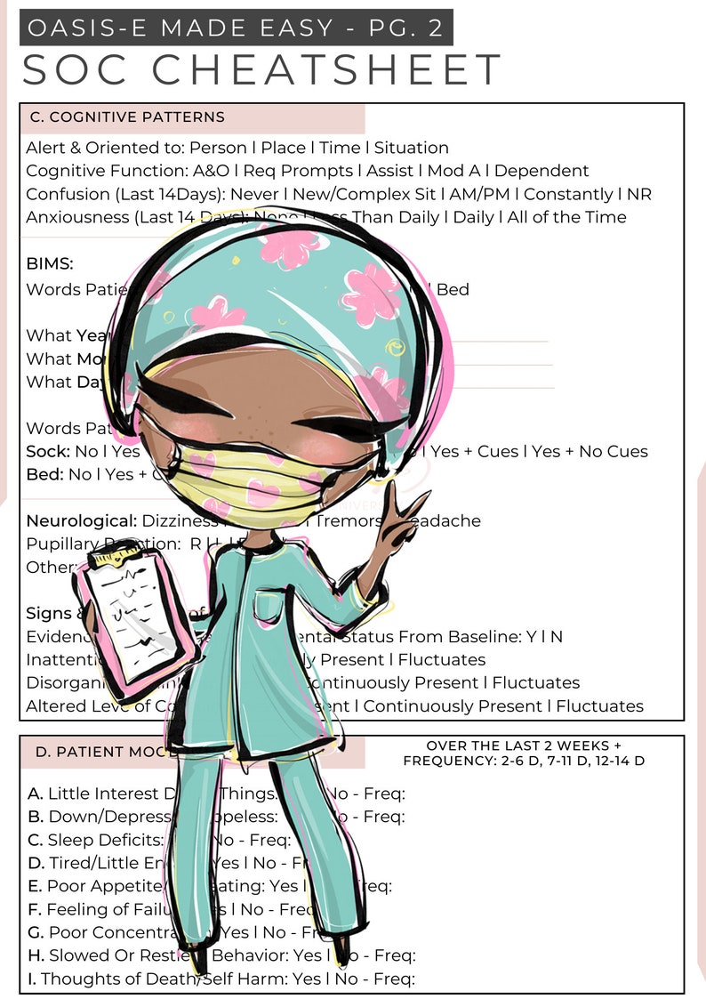 OASIS-E Cheatsheet RN Home Health Nursing (Download Now) - Etsy