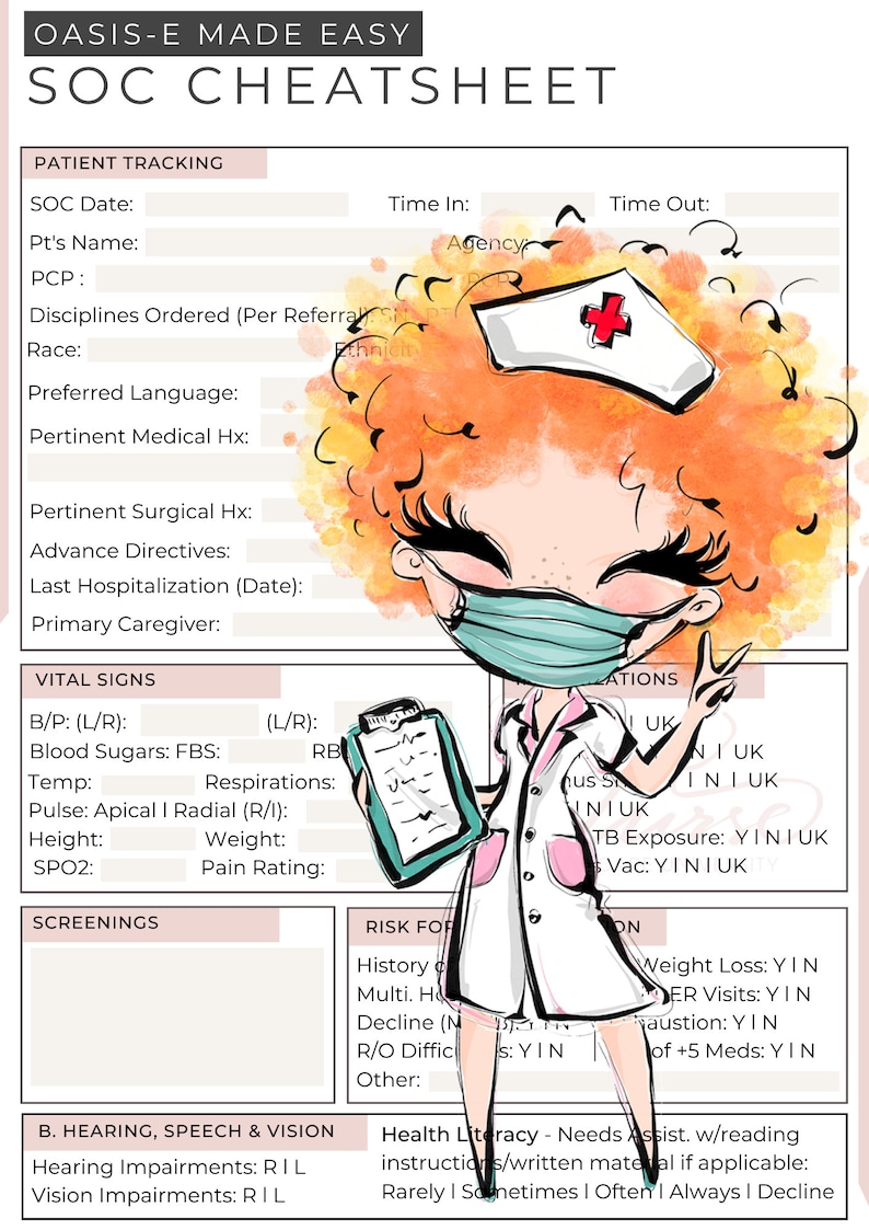 Home Health OASIS-E Cheatsheet - Etsy