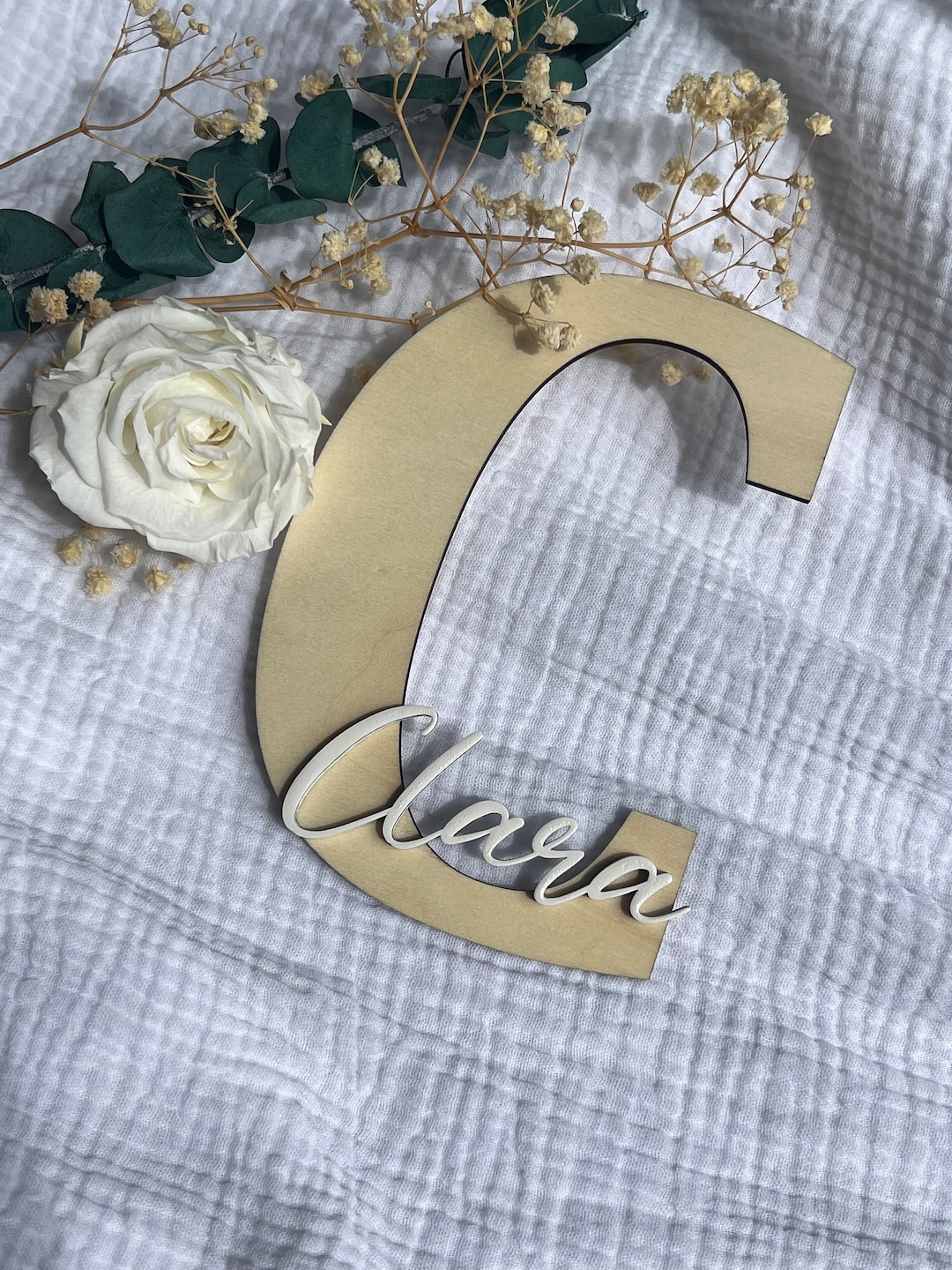 Wooden Door Sign, Name Plate, Name Plate With Dried Flowers, Children's ...