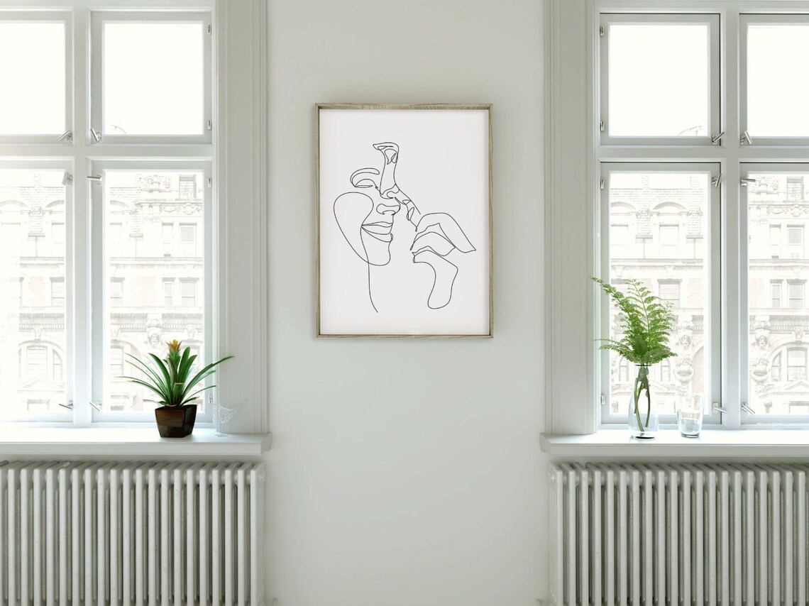 One Line Art Couple, DIGITAL DOWNLOAD, Line Art Couple, Minimal Wall ...