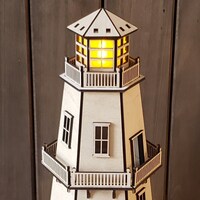 Lighthouse W/led Beacon Light Premium Finish Barn Red W/ White Trim - Etsy