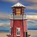 Lighthouse W/led Beacon Light Premium Finish - Barn Red W/ White Trim ...