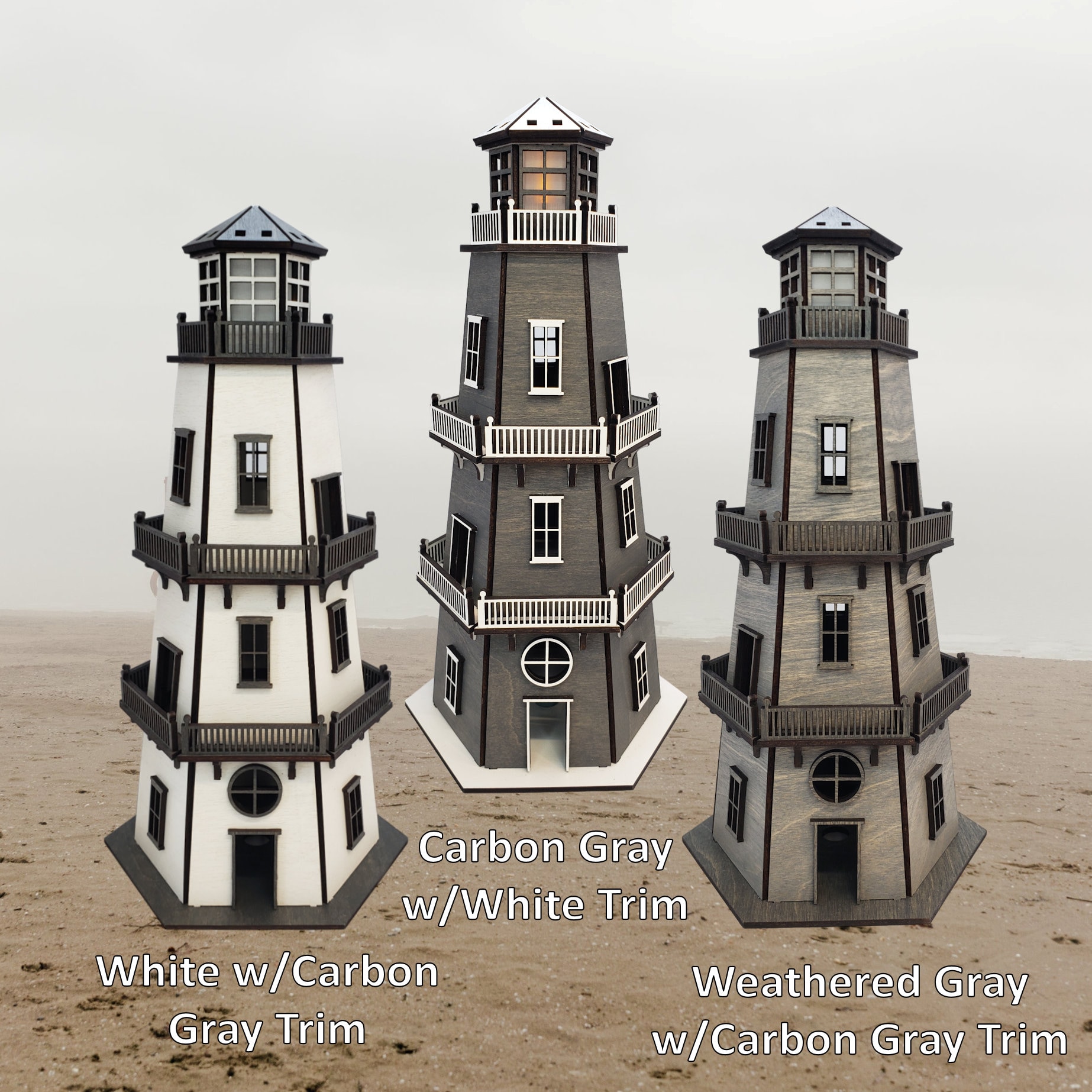 Lighthouse W/led Beacon Light Premium Finish - 3 Color Stain ...