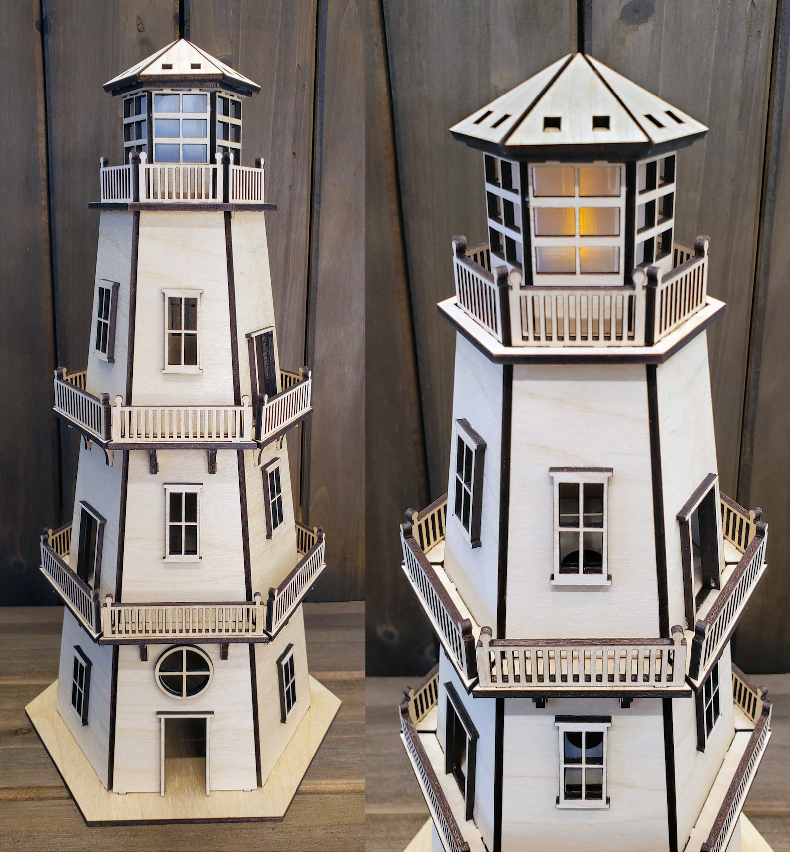 Lighthouse W/led Beacon Light - Natural Wood Finish - Model Lighthouse ...