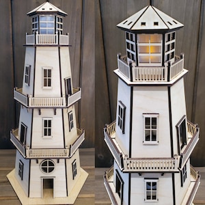 Lighthouse Tree Topper W/led Beacon Light - Natural Wood Finish ...