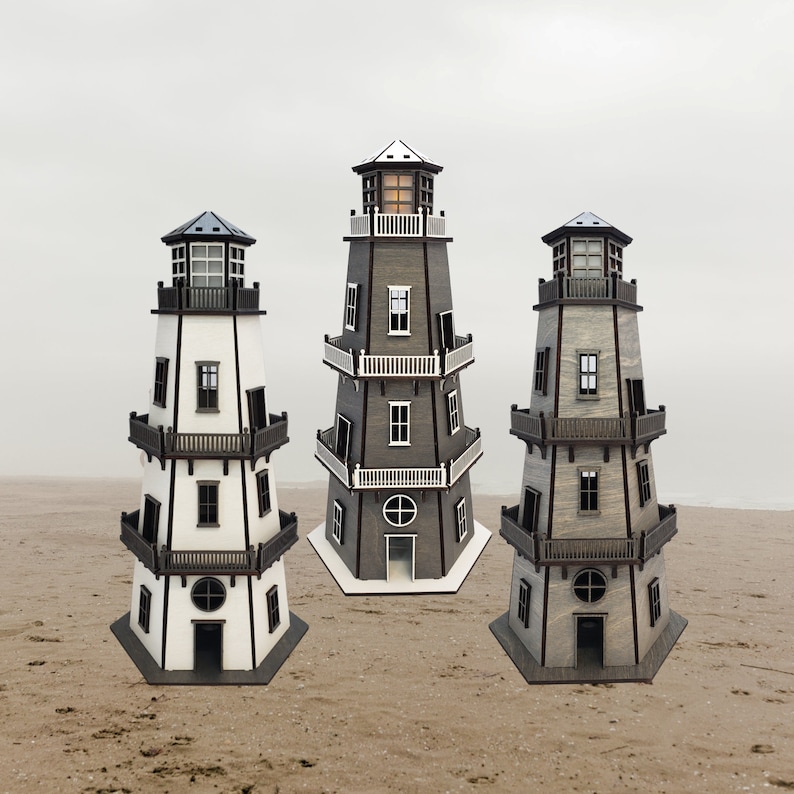 Lighthouse W/led Beacon Light Premium Finish - 3 Color Stain ...