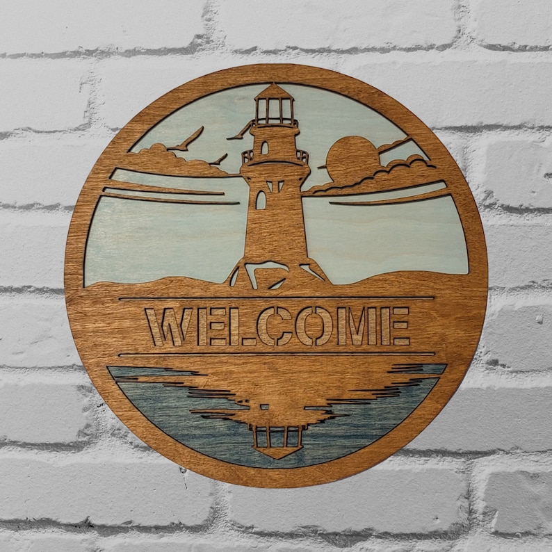 Lighthouse WELCOME Wall Art Sign Wheat & Cypress Colors - Etsy