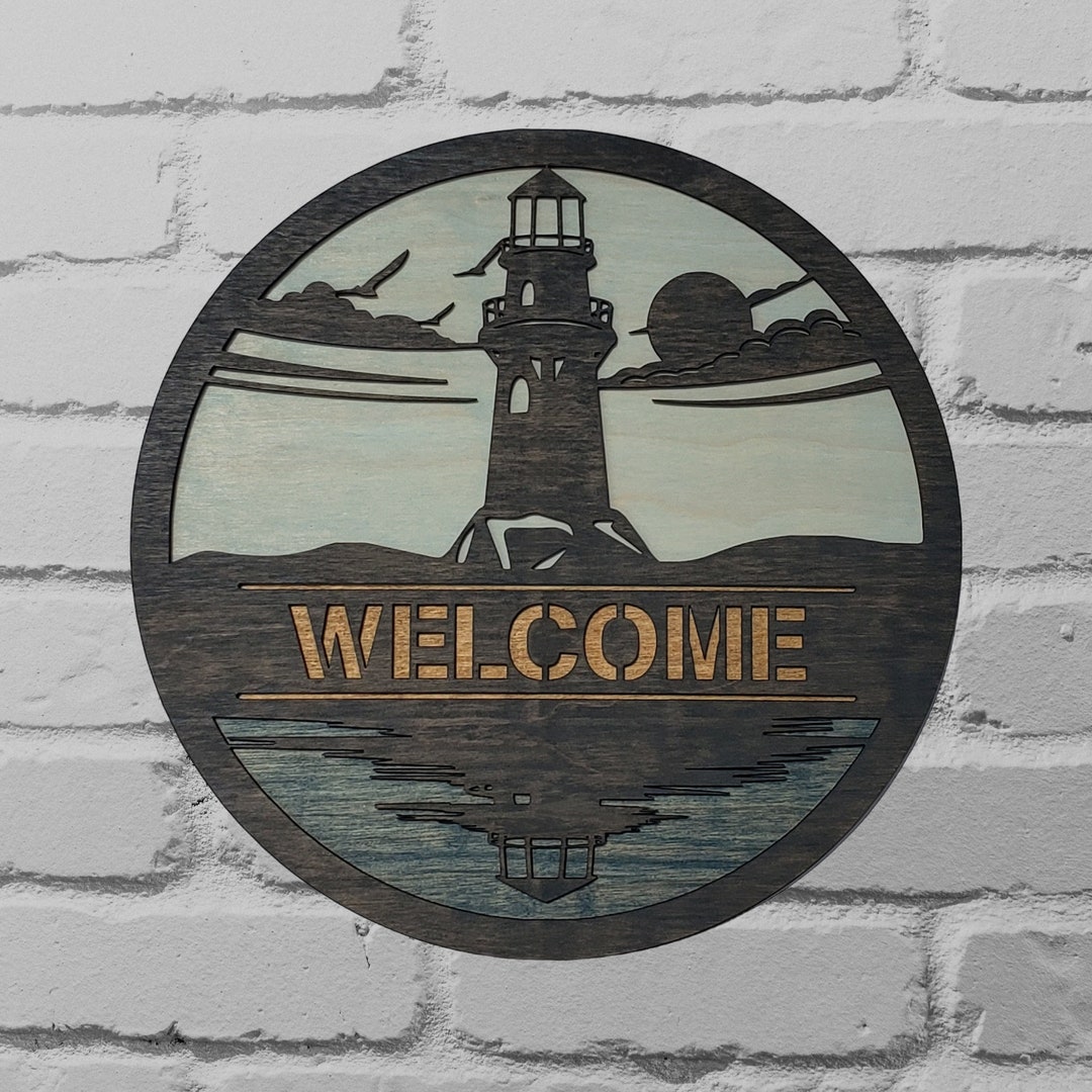Lighthouse WELCOME Wall Art Sign Carbon Gray Color Options - Etsy