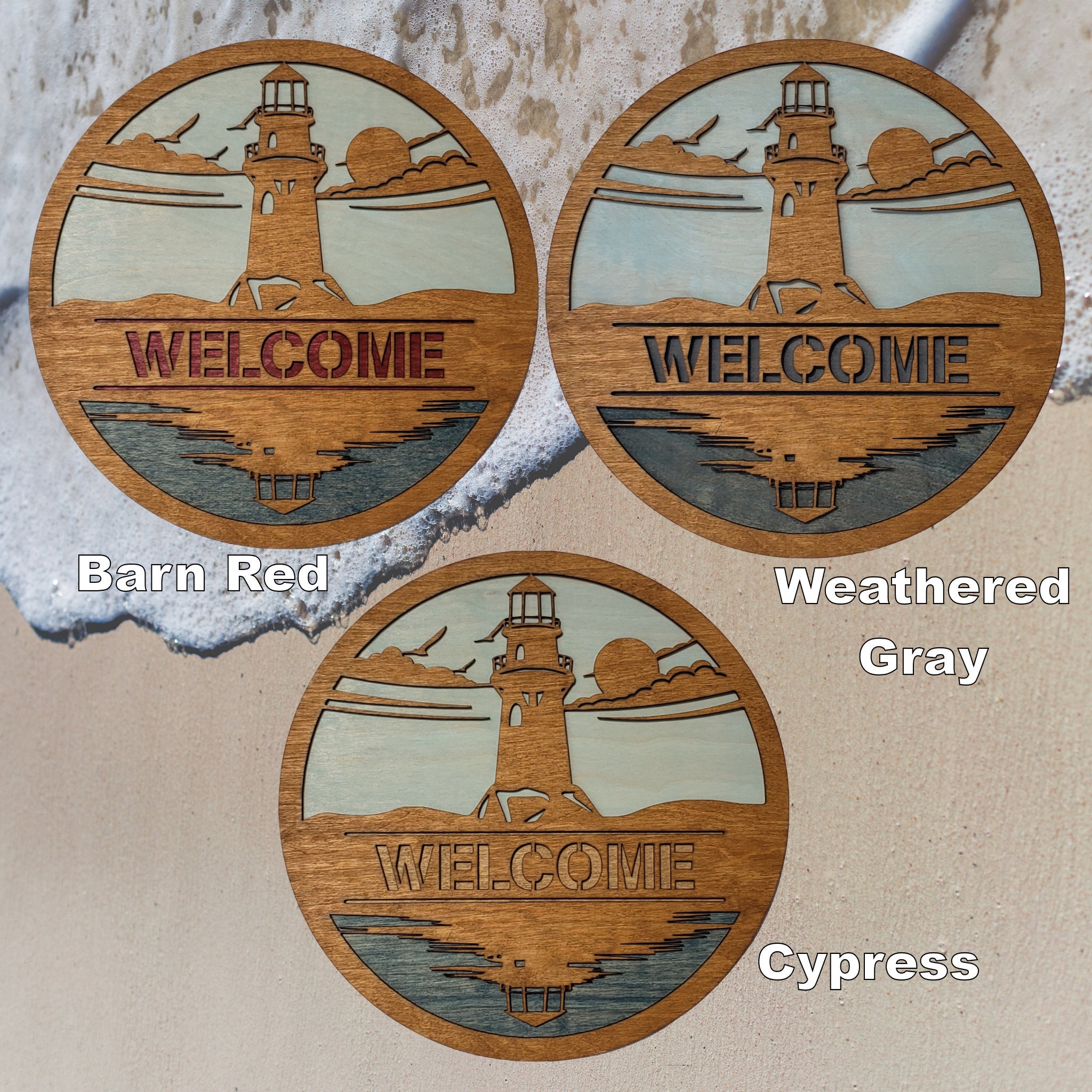 Lighthouse WELCOME Wall Art Sign Wheat & Cypress Colors - Etsy