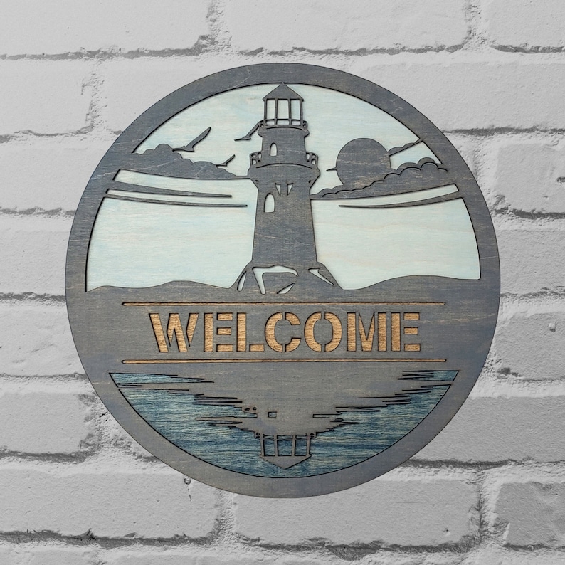 Lighthouse WELCOME Wall Art Sign Weathered Gray & Cypress - Etsy