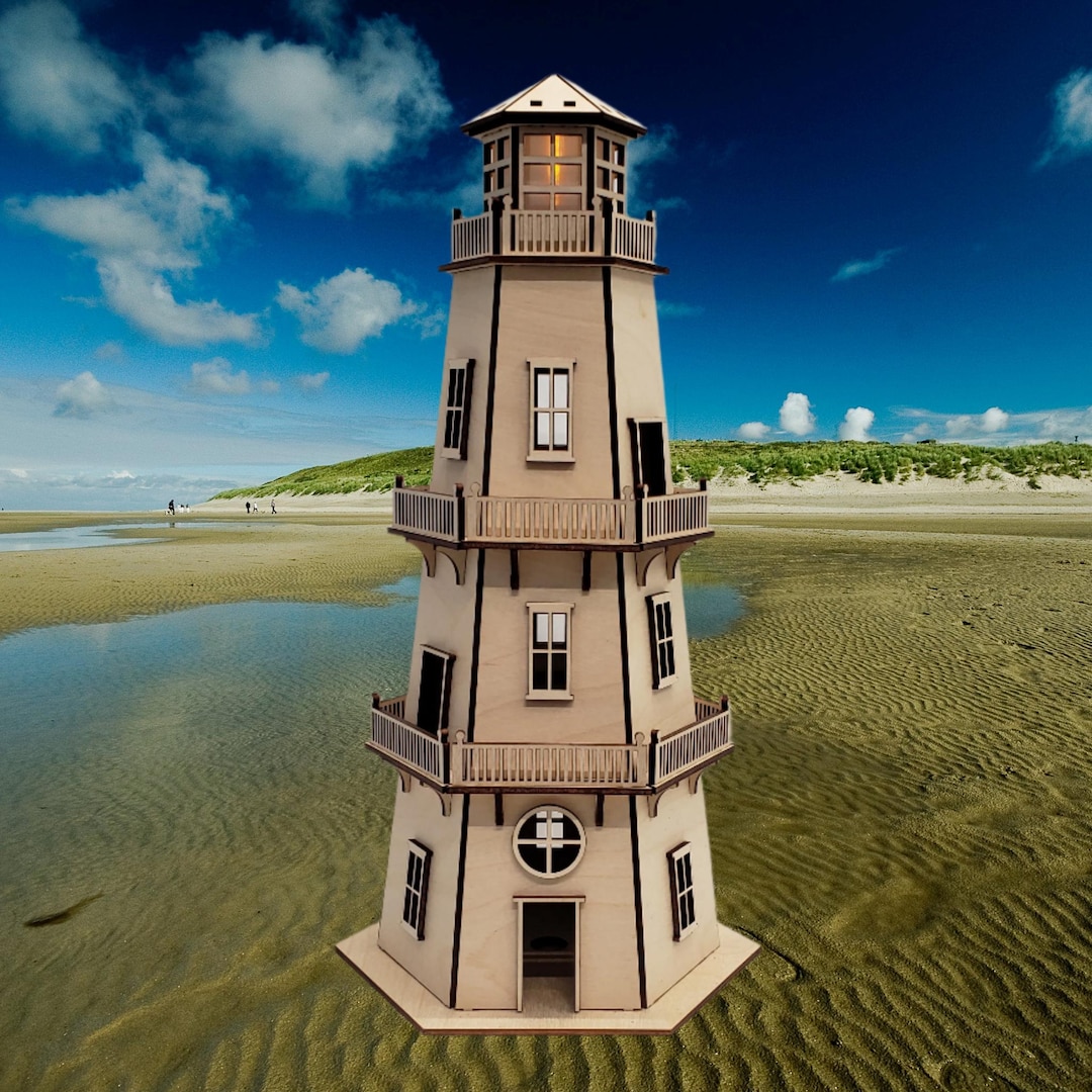 Lighthouse (LARGE 14.5") - Natural Finish - W/led Beacon Light - Etsy