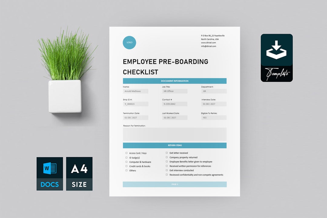 Employees Pre Boarding Checklist Template HR Human - Etsy Employees Pre Boarding Checklist Template HR Human - Etsy