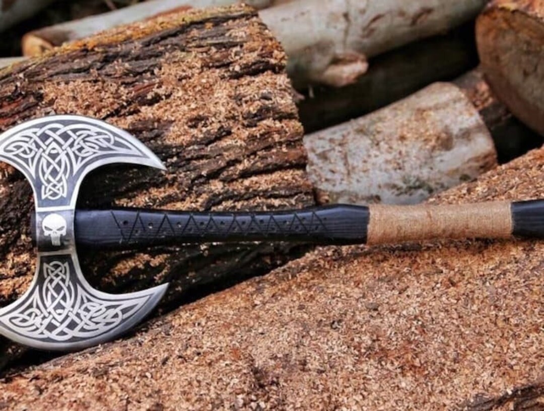 Double Headed Vikings Axe, Custom Handmade Double Handed Axe, Forged ...