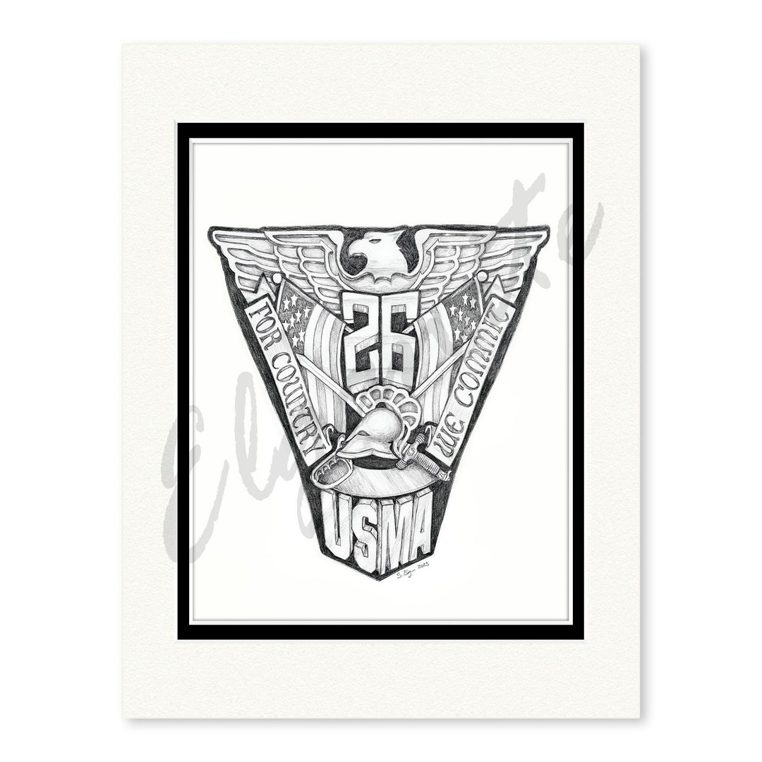 2026 Class Crest - Hand Drawn Print - West Point - USMA - Drawing Wall Art - Etsy