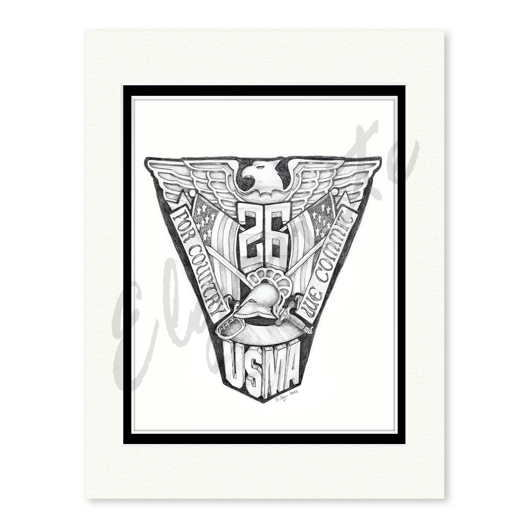 2026 Class Crest - Hand Drawn Print - West Point - USMA - Drawing Wall ...