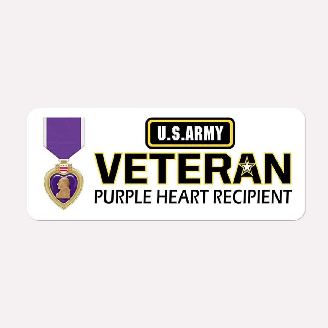 US Army Veteran With Purple Heart- Vinyl Sticker or Magnet - Indoor or ...